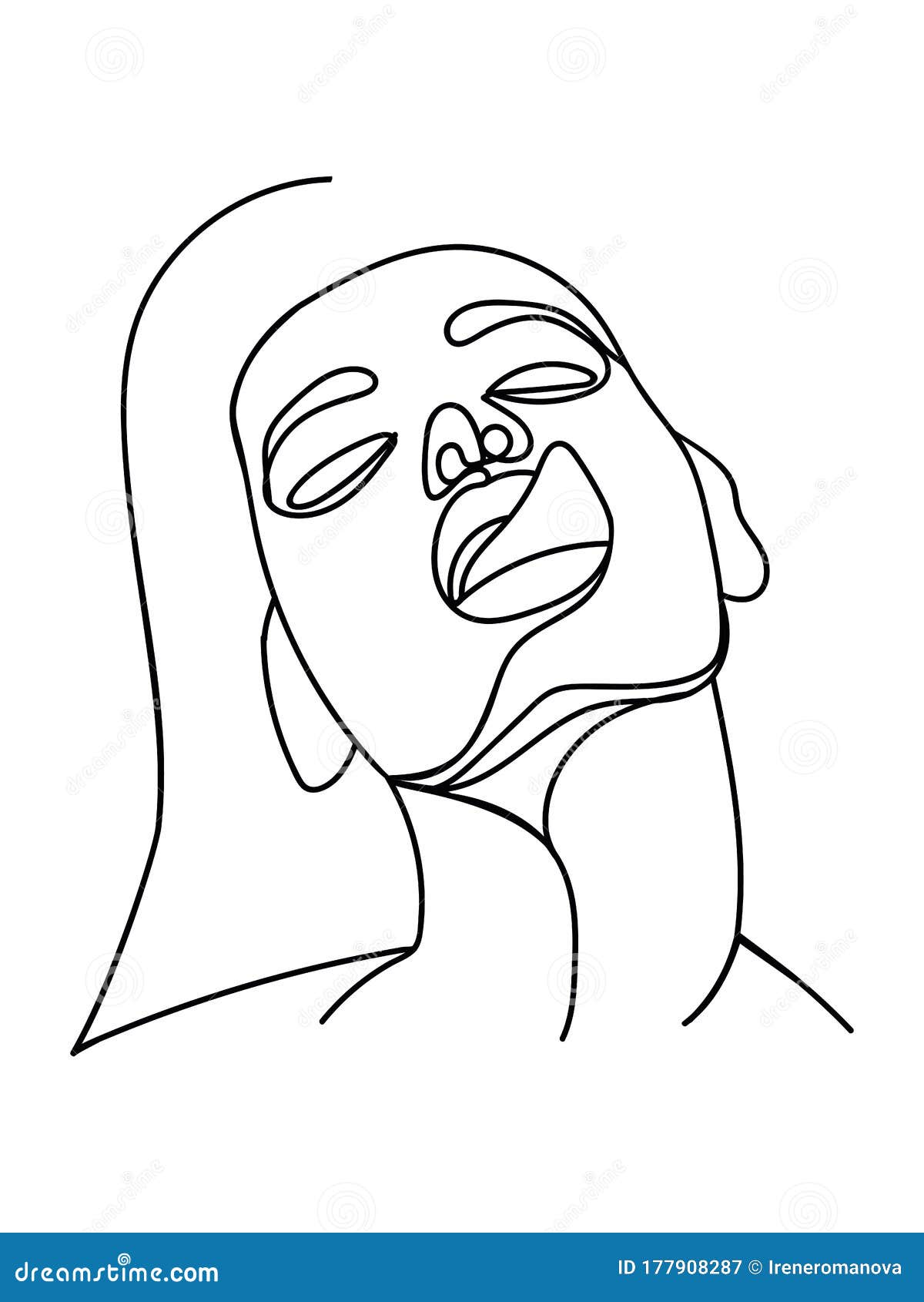 Abstract Simple Woman Face. Line Drawing Stock Vector - Illustration of ...