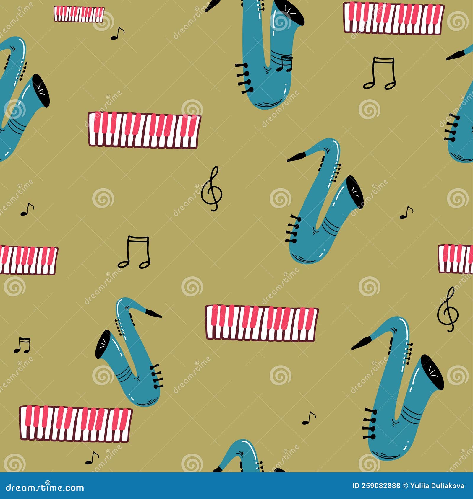 Abstract Singing Mic Seamless Pattern with Music Notes, Stock Vector ...