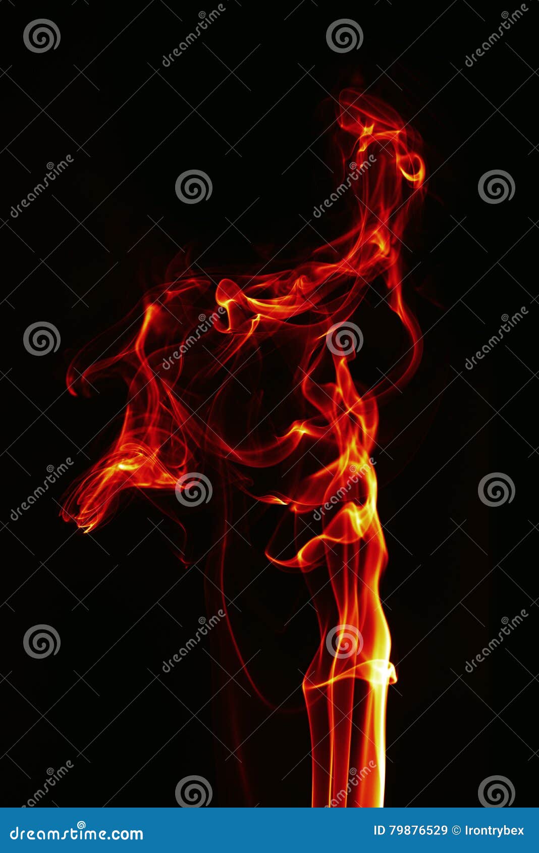 Abstract Single Fire Flame on Black Background Stock Image - Image of ...