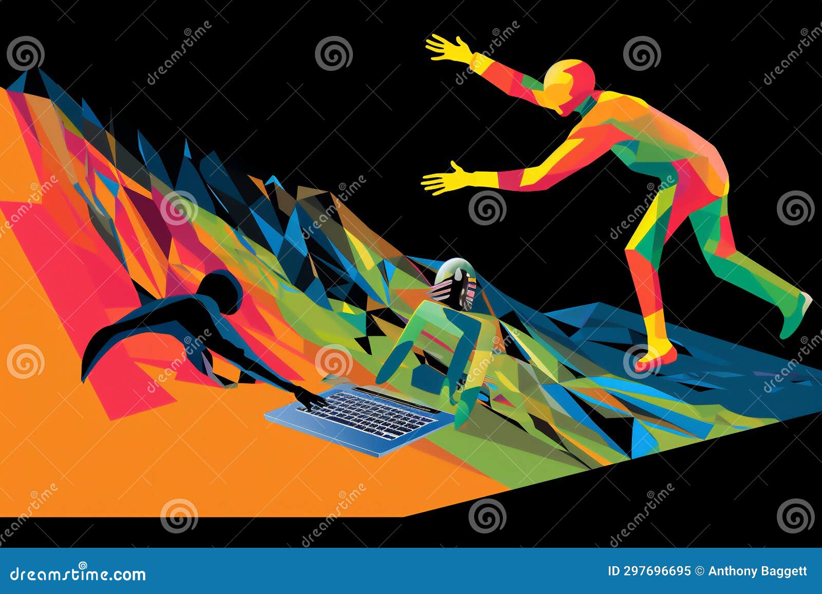 Abstract Skeletal Figure Reaching Out, Symbolizing the Fusion of ...