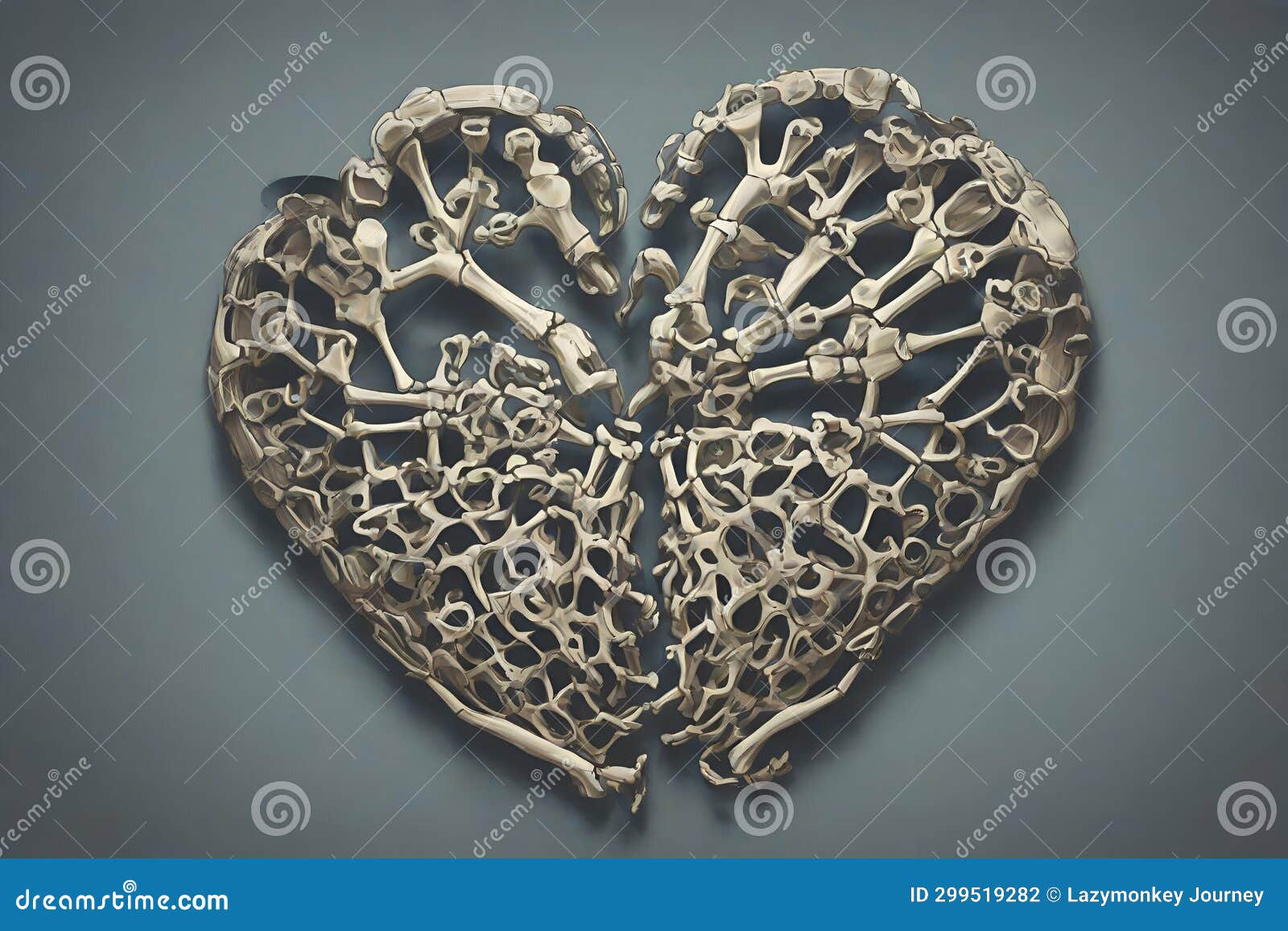 Abstract Skeleton Bone Heart Shape Sign Illustrations Stock ...