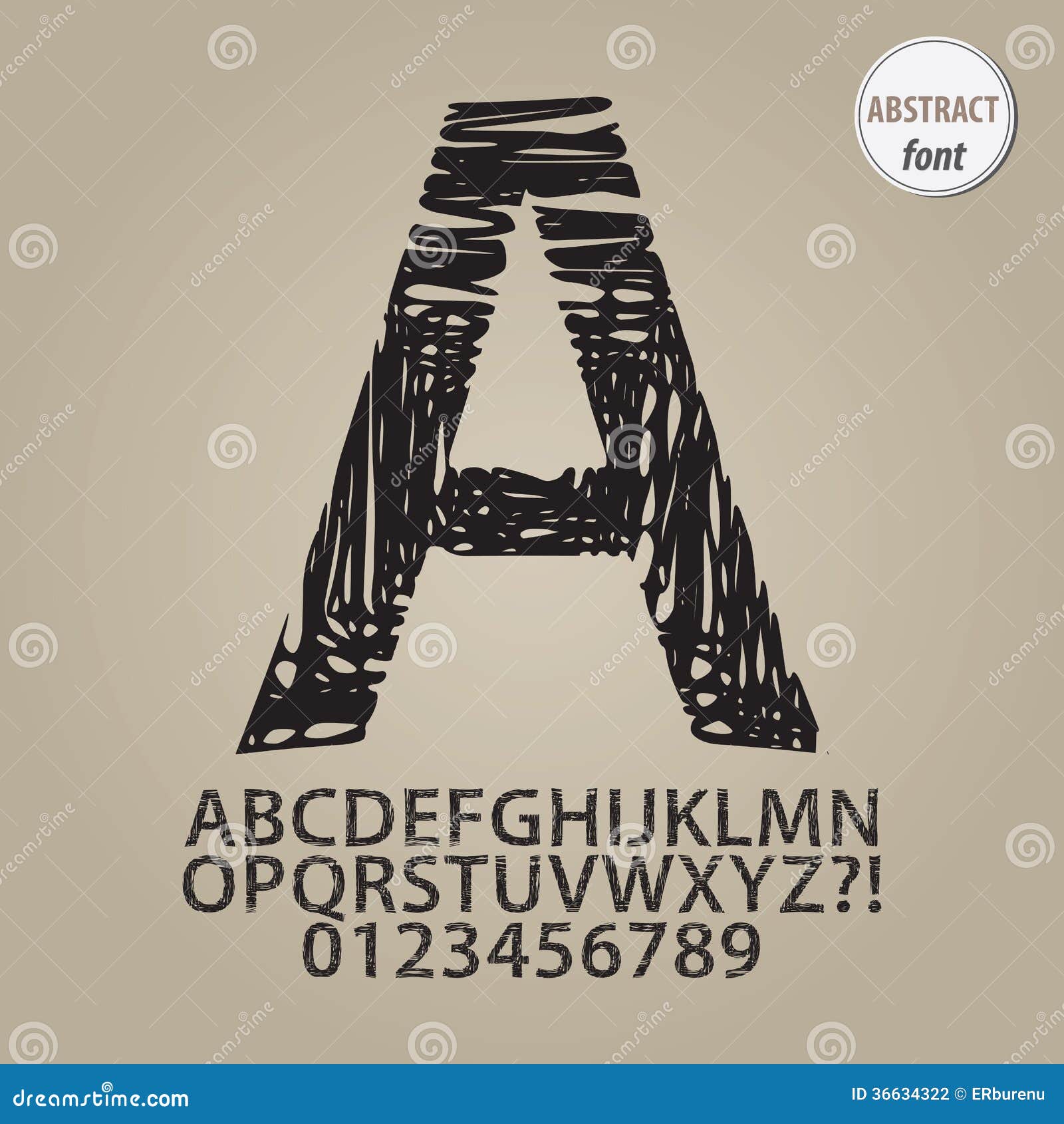 Abstract Sketch Alphabet and Digit Vector Stock Vector - Illustration ...