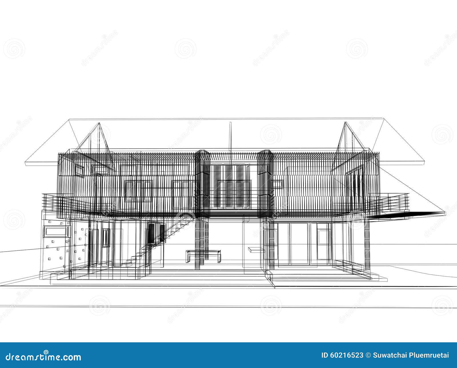 Abstract Sketch Design of Exterior House Stock Illustration ...