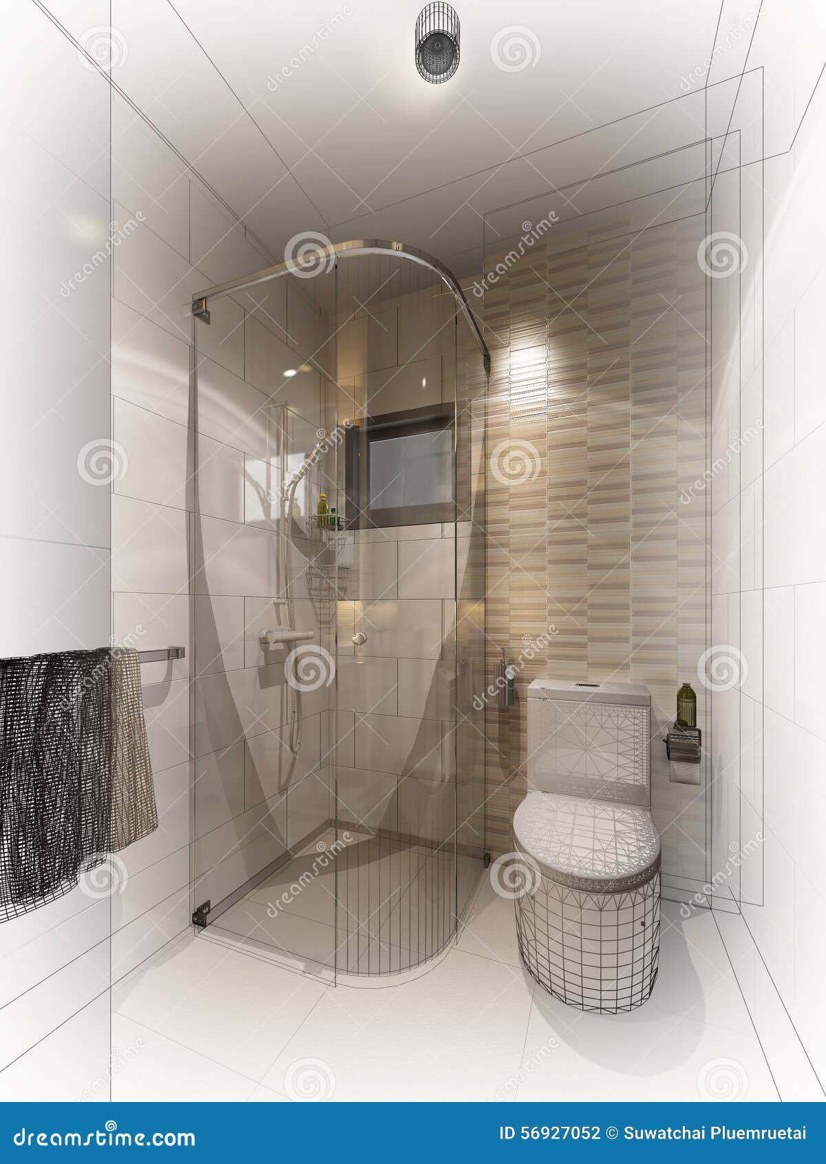 Abstract Sketch Design of Interior Bathroom Stock Illustration ...