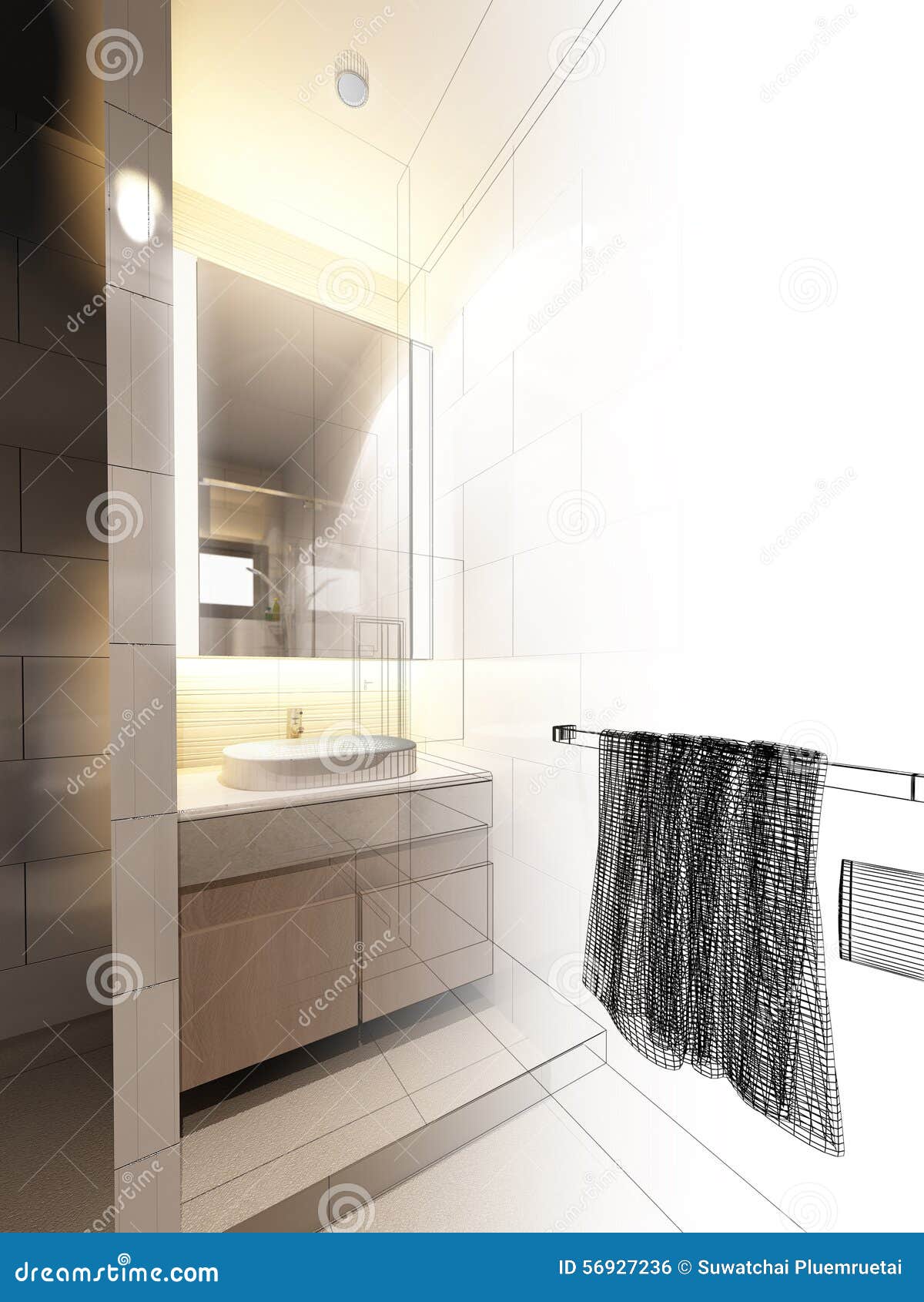 Abstract Sketch Design of Interior Bathroom Stock Photo - Image of ...