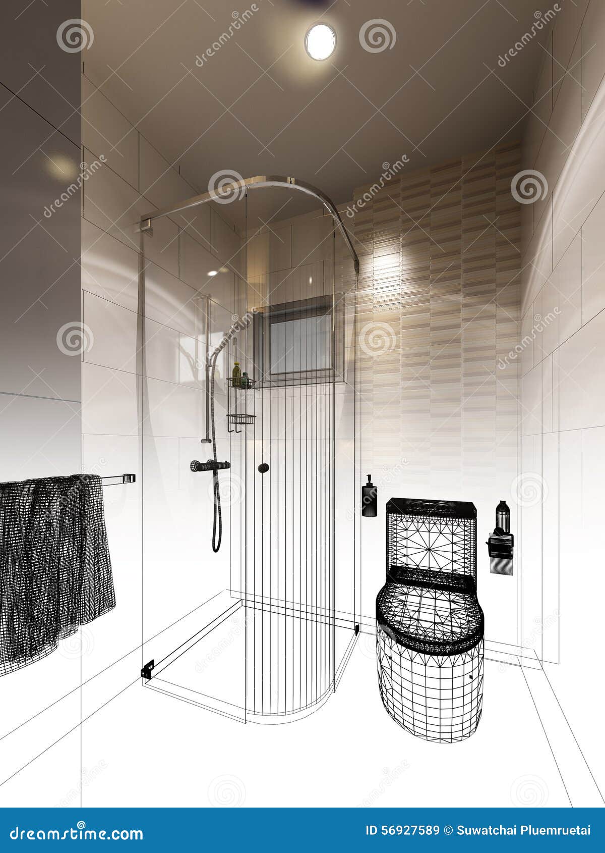 Abstract Sketch Design of Interior Bathroom Stock Image - Image of ...