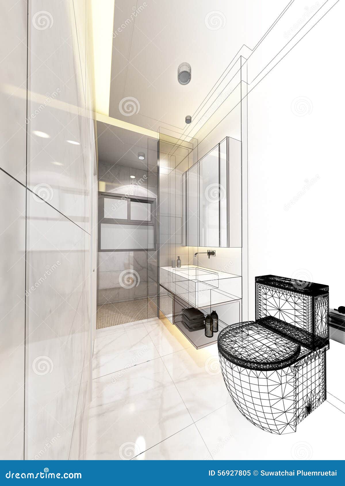 Abstract Sketch Design of Interior Bathroom Stock Image - Image of ...