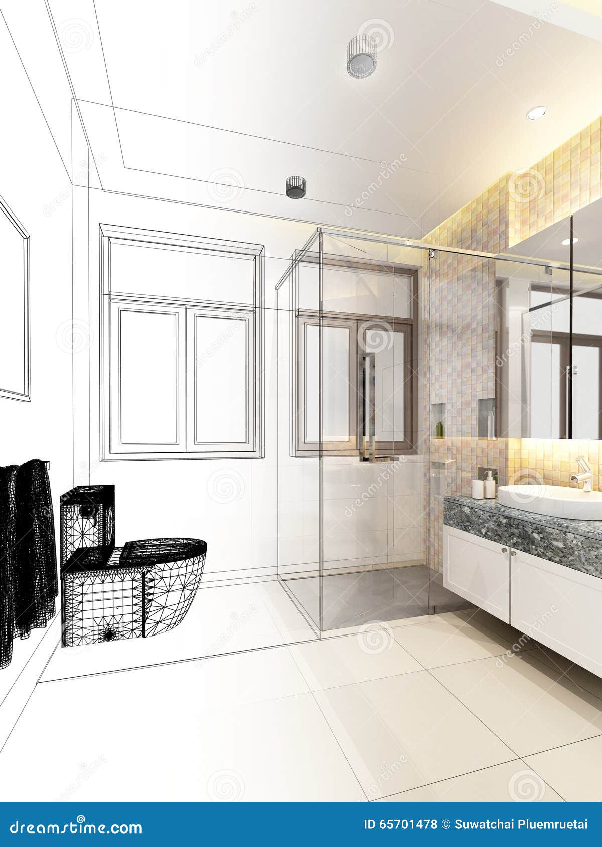 Abstract Sketch Design of Interior Bathroom Stock Illustration ...