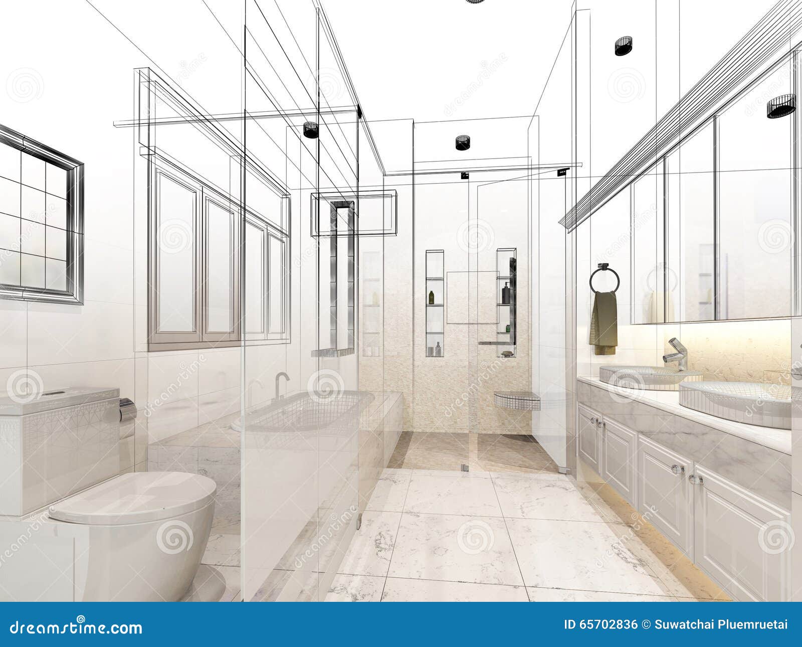 Abstract Sketch Design of Interior Bathroom Stock Illustration ...