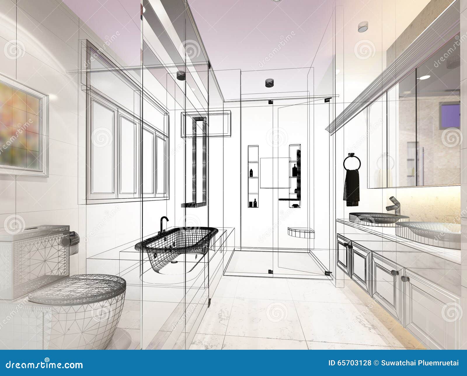 Abstract Sketch Design of Interior Bathroom Stock Photo - Image of ...