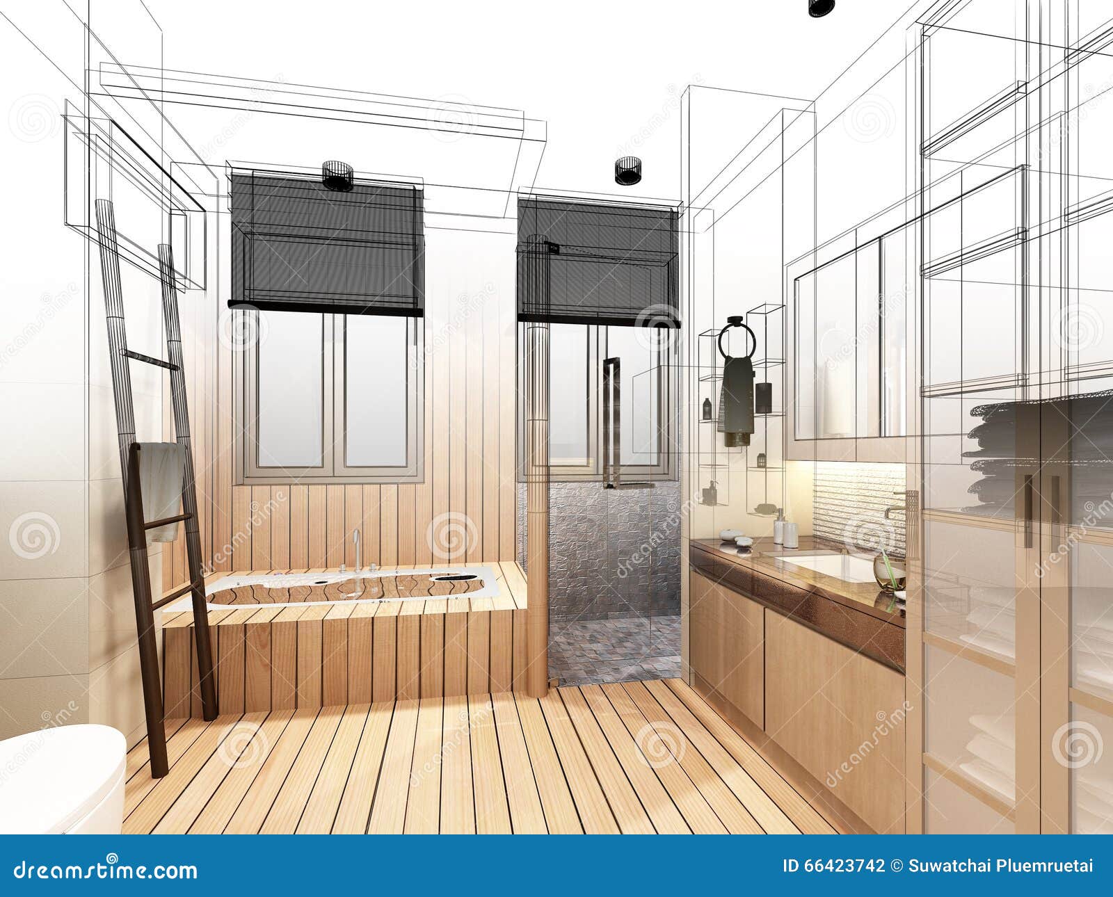 Abstract Sketch Design of Interior Bathroom Stock Illustration ...