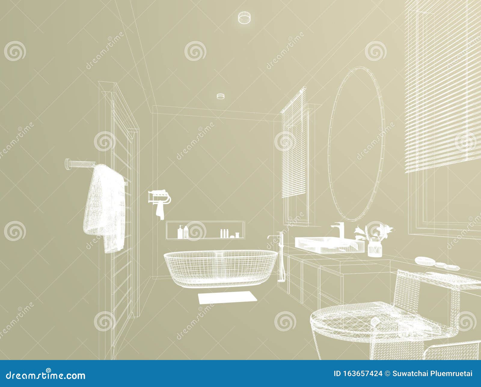 Abstract Sketch Design of Interior Bathroom Stock Illustration ...