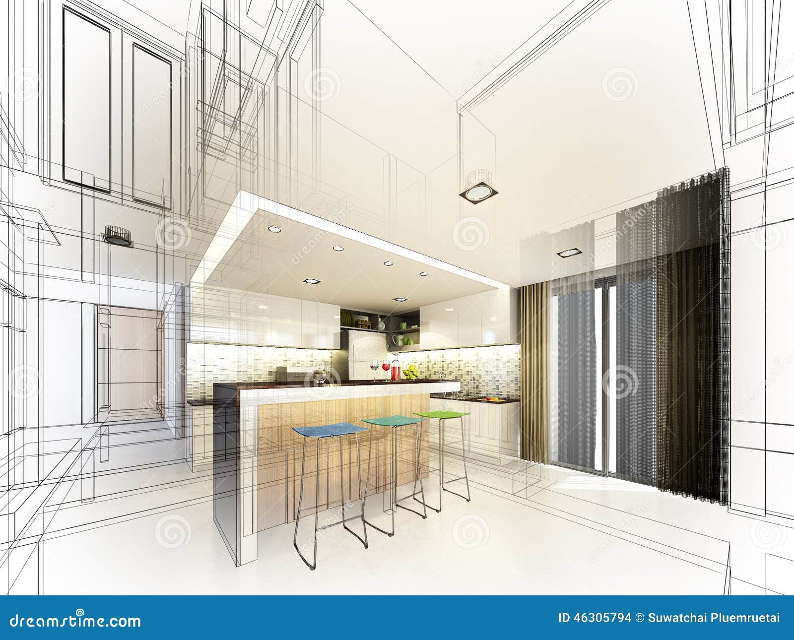 Abstract Sketch Design of Interior Bedroom Stock Illustration ...