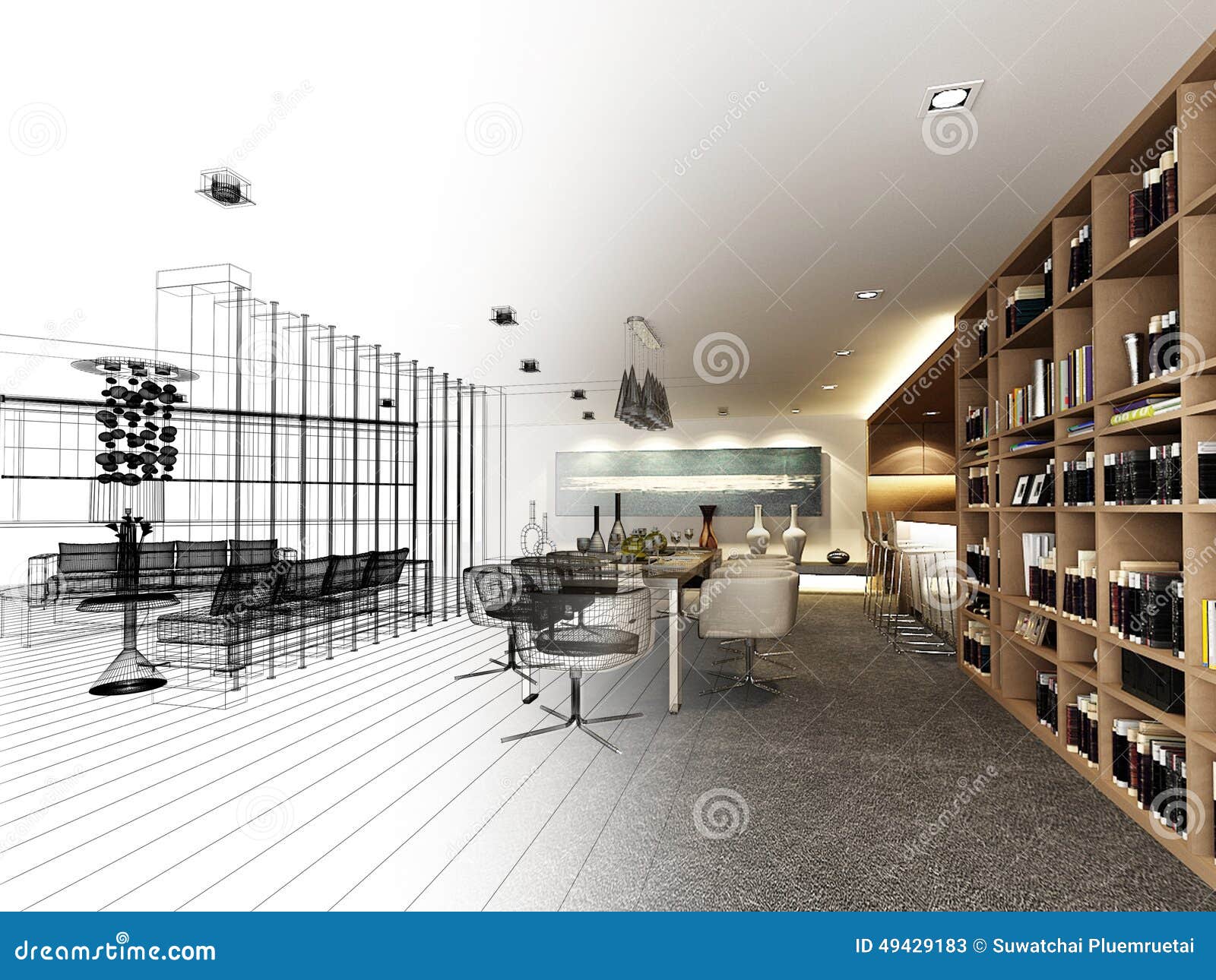 Abstract Sketch Design of Interior Dining Stock Image - Image of ...