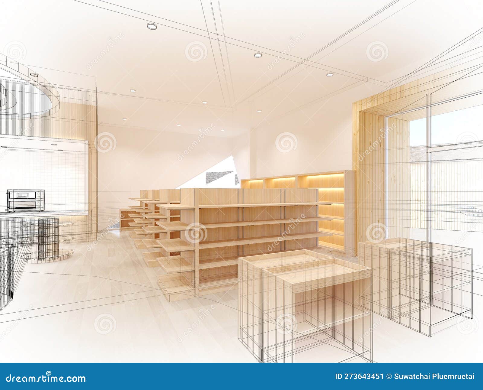 Abstract Sketch Design of Supermarket ,3d Stock Illustration ...