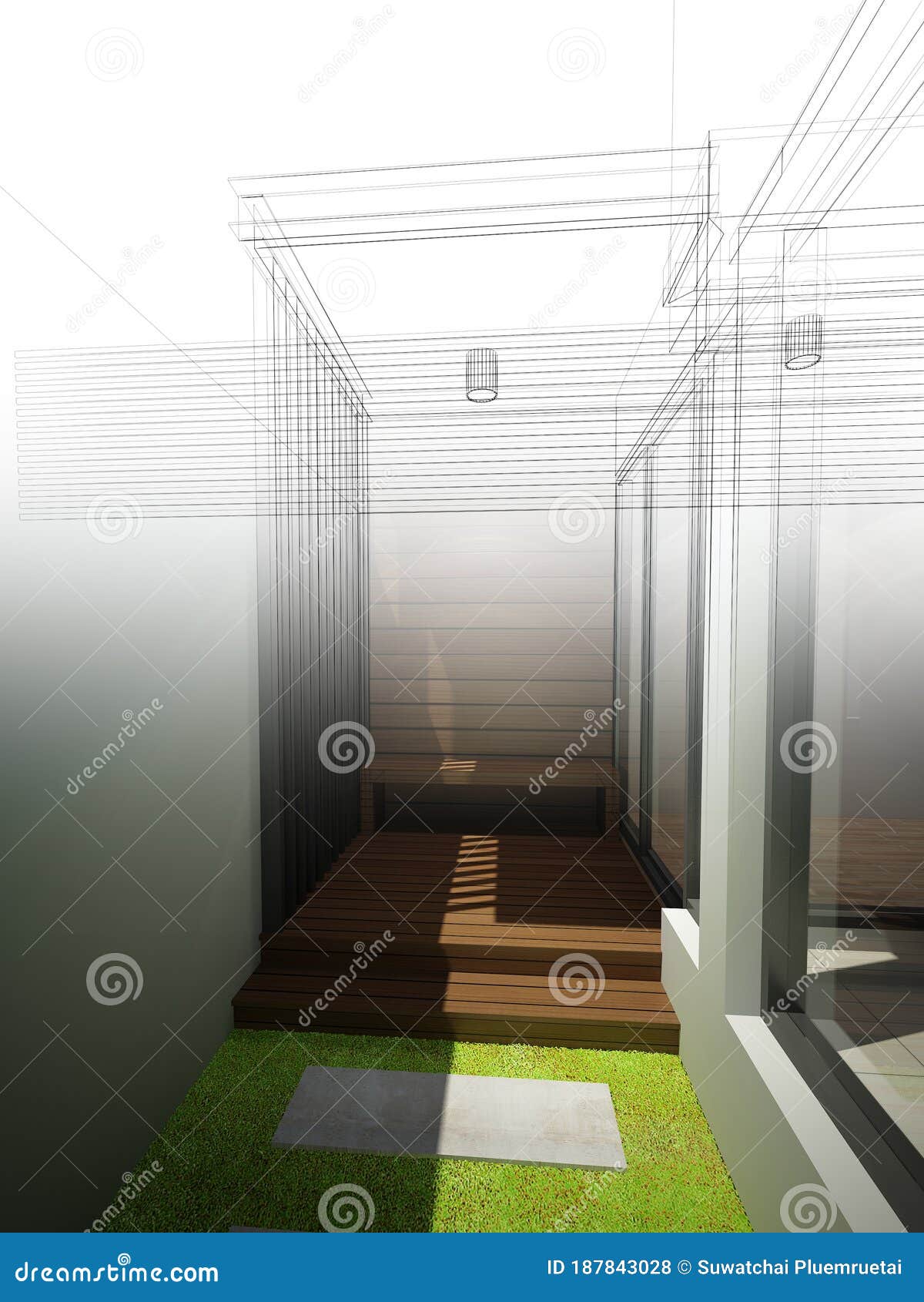 Abstract Sketch Design of Terrace ,3d Stock Illustration - Illustration ...