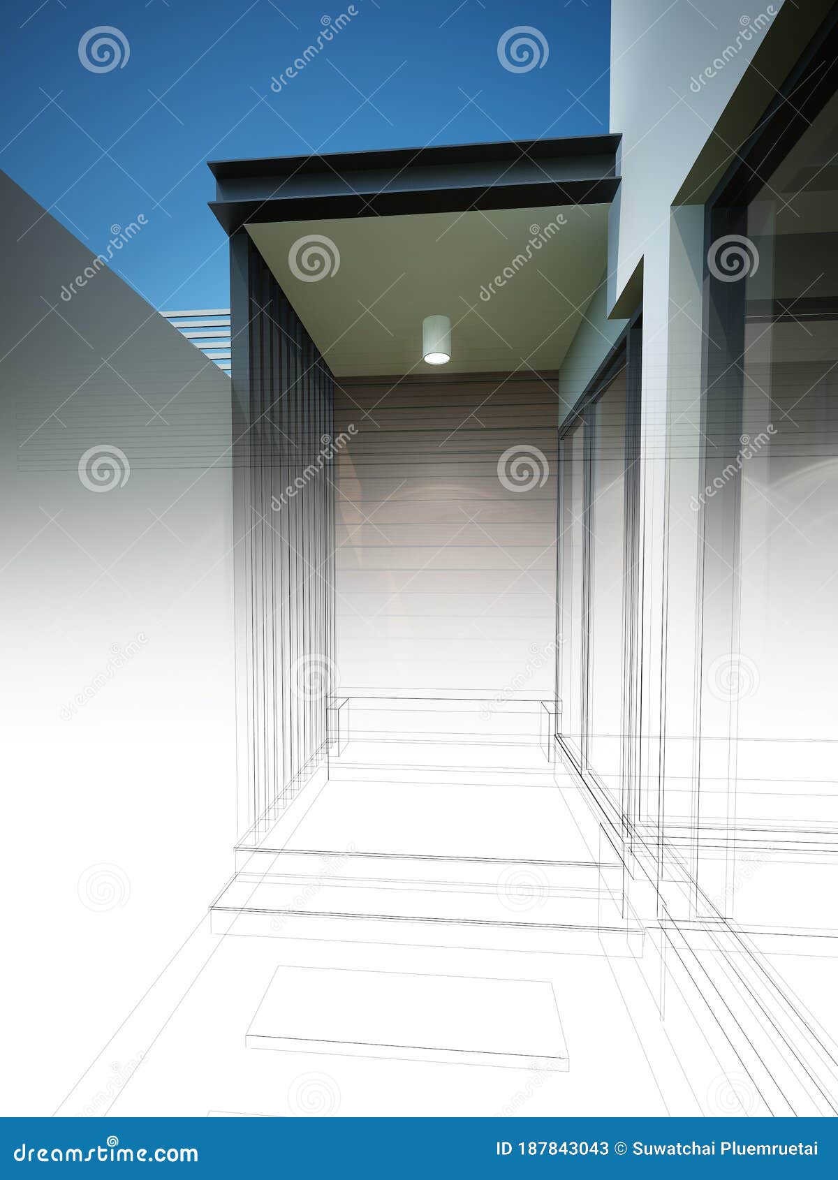 Abstract Sketch Design of Terrace ,3d Stock Illustration - Illustration ...
