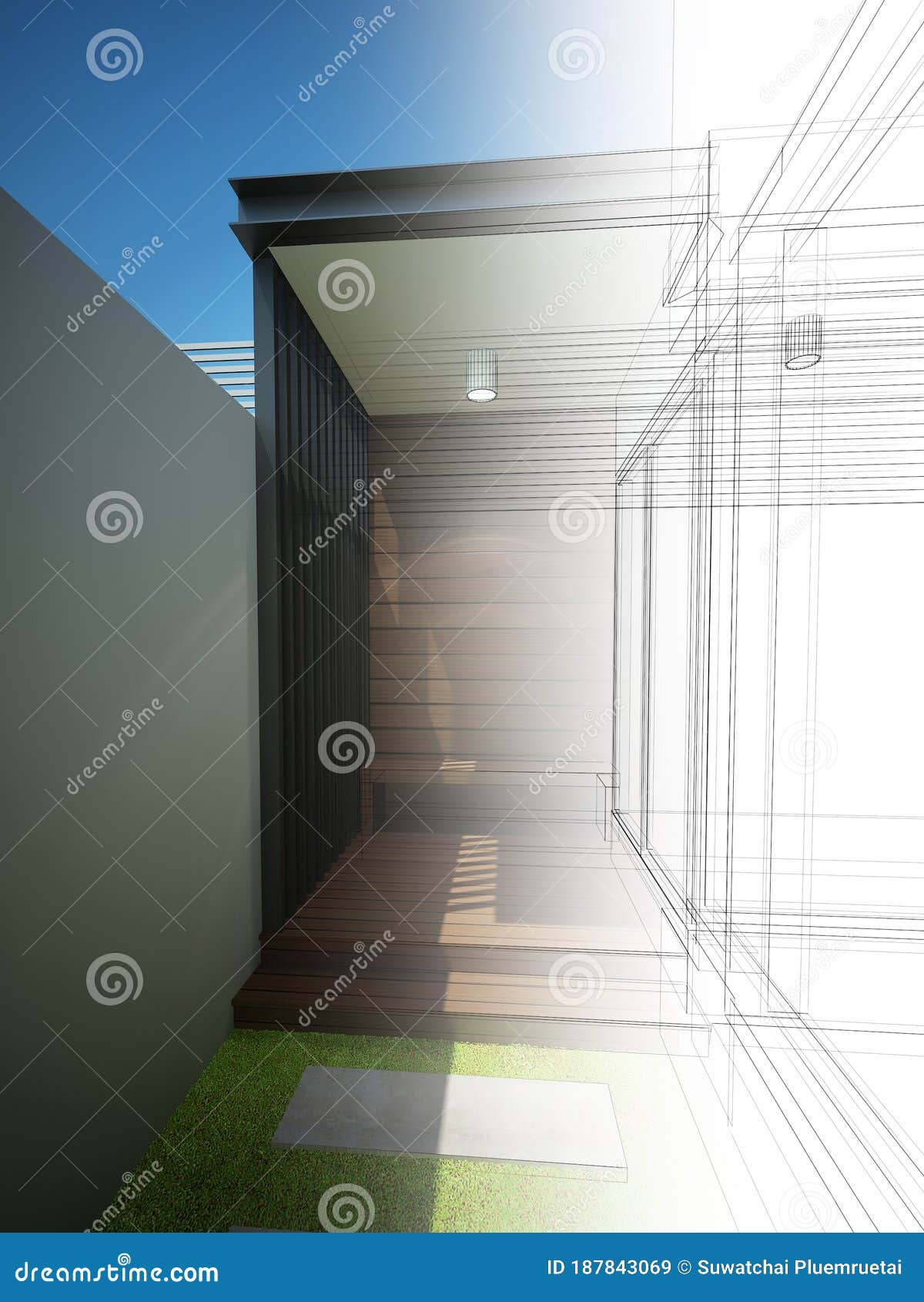 Abstract Sketch Design of Terrace ,3d Stock Illustration - Illustration ...