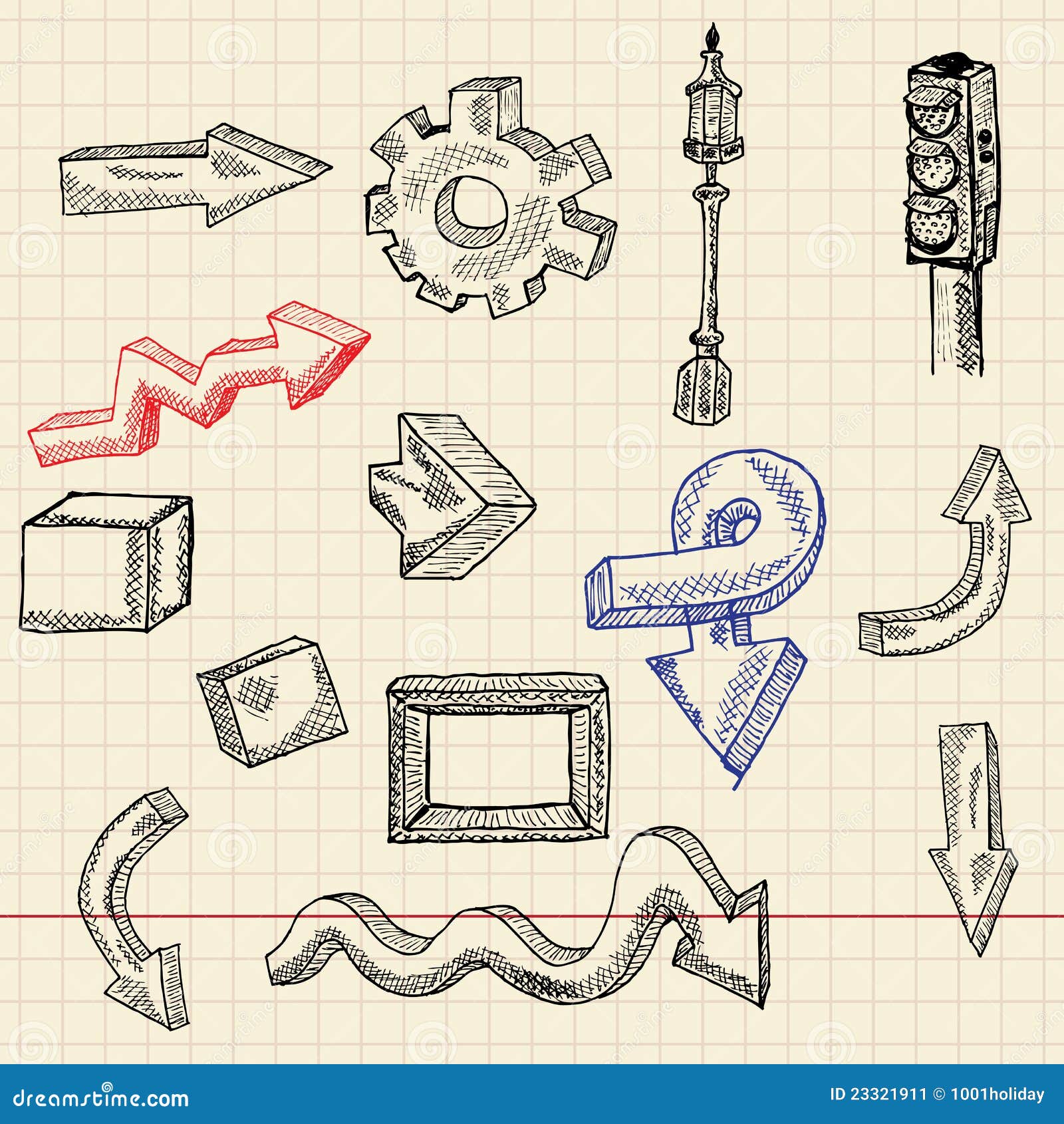 Abstract Sketch Set, Arrows Stock Vector - Illustration of graphic ...