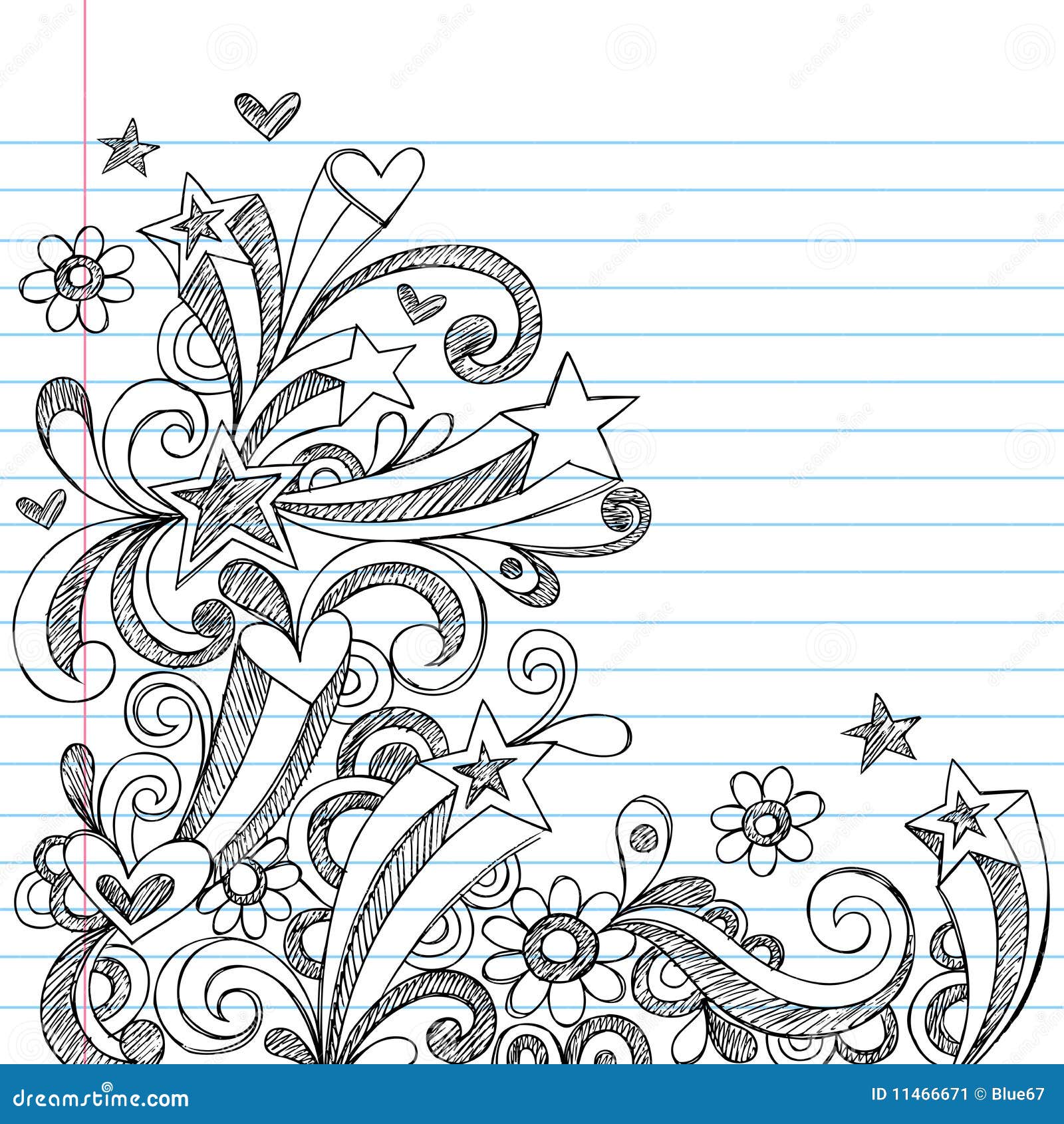 Sketchy Notebook Doodles Butterfly And Swirls Cartoon Vector ...