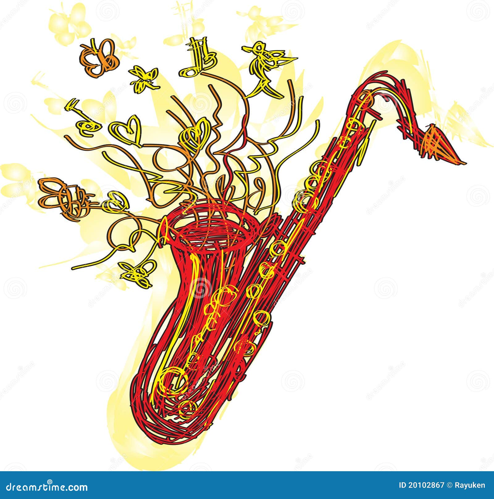 Abstract Sketchy Sax stock illustration. Illustration of painting ...