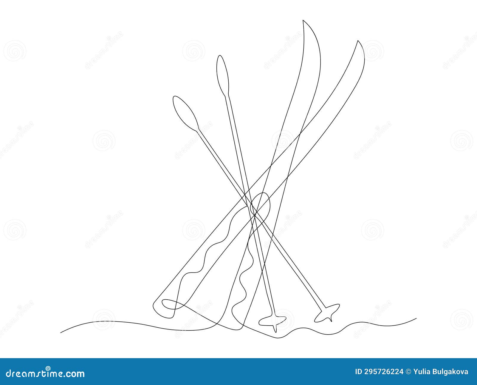 Abstract Skis One Continuous Line Art Stock Vector - Illustration of ...
