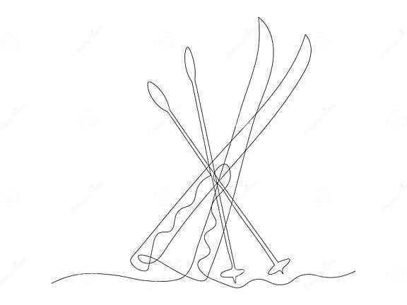 Abstract Skis One Continuous Line Art Stock Vector - Illustration of ...