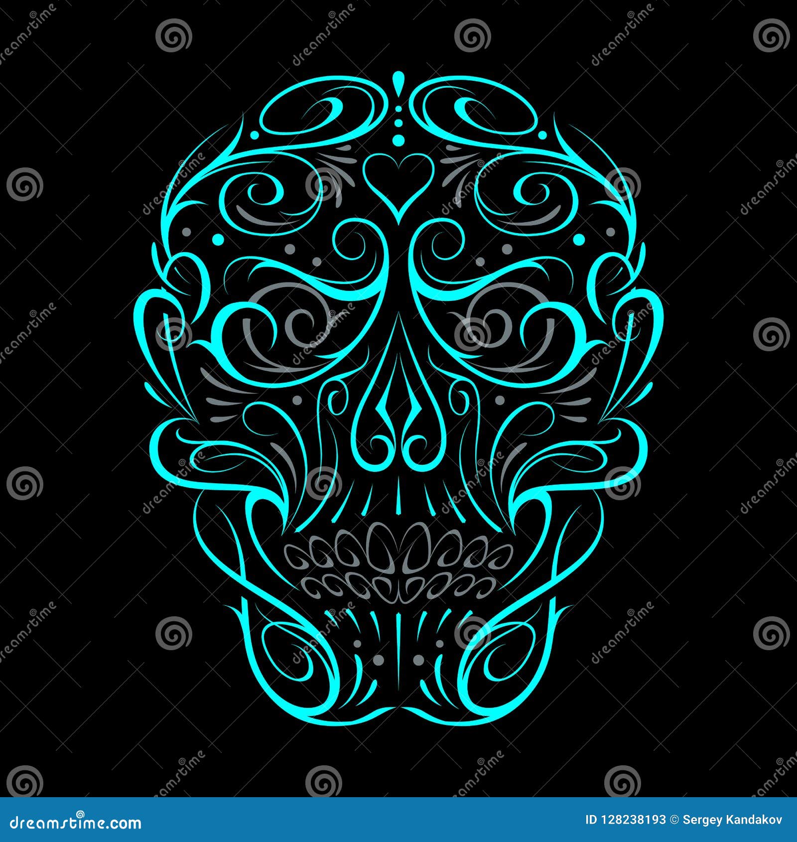 Abstract Skull Shape Turquoise Pattern Stock Vector - Illustration of ...