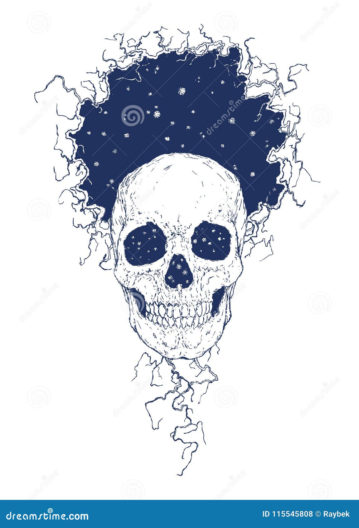 Abstract skull with space stock illustration. Illustration of ...