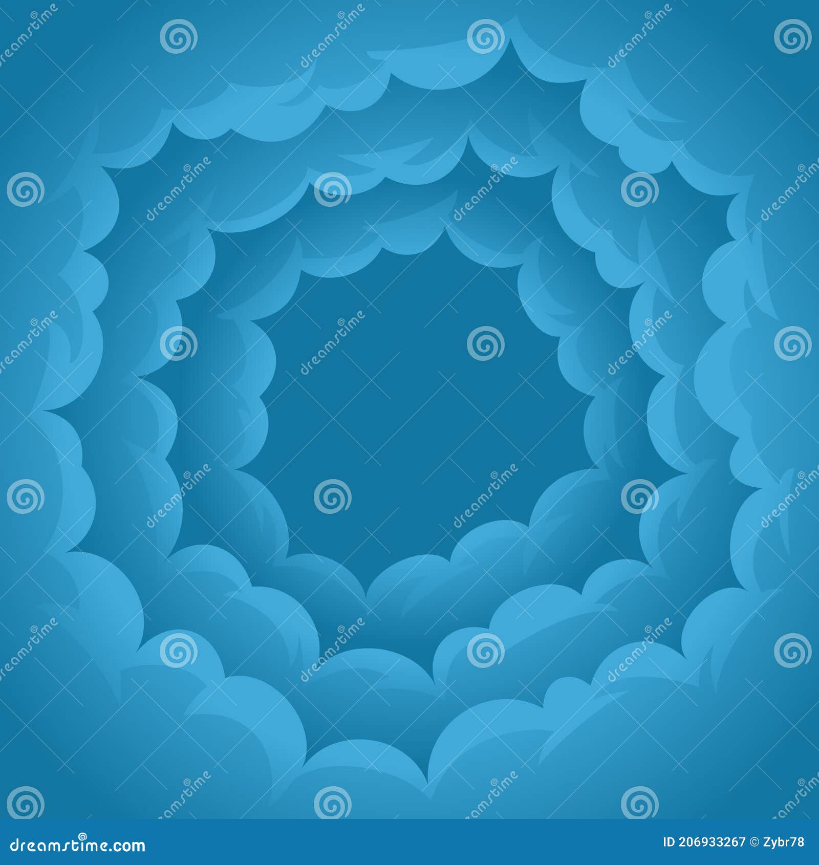 Abstract Sky Clouds Round Frame Stock Illustration - Illustration of ...