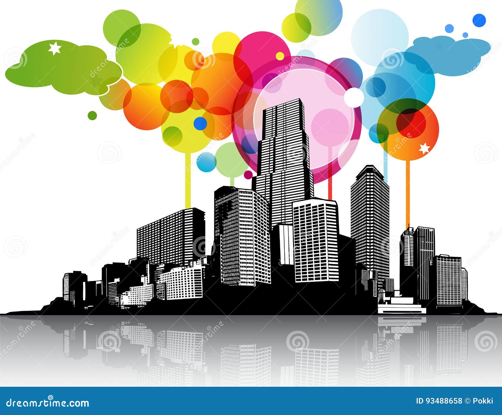 Abstract Sky Illustration with Cityscape. Stock Vector - Illustration ...