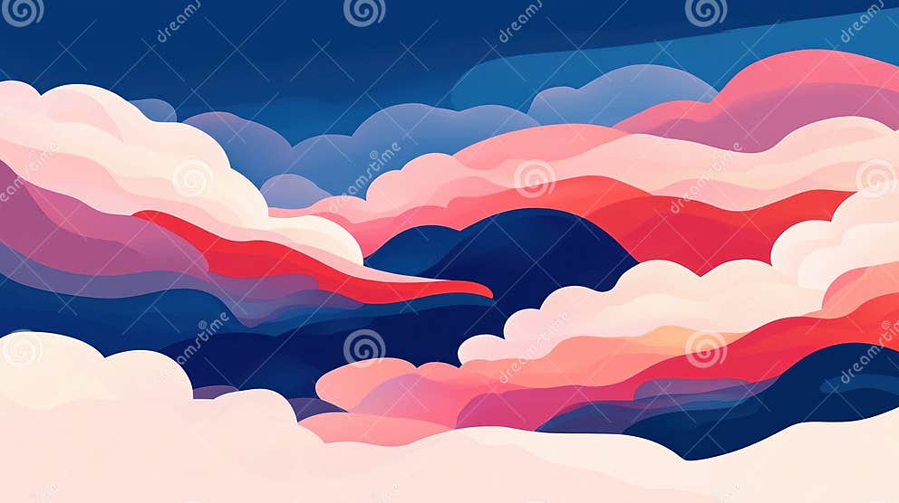 Abstract Sky Patterns with Cloud Formations in Minimalist Style ...