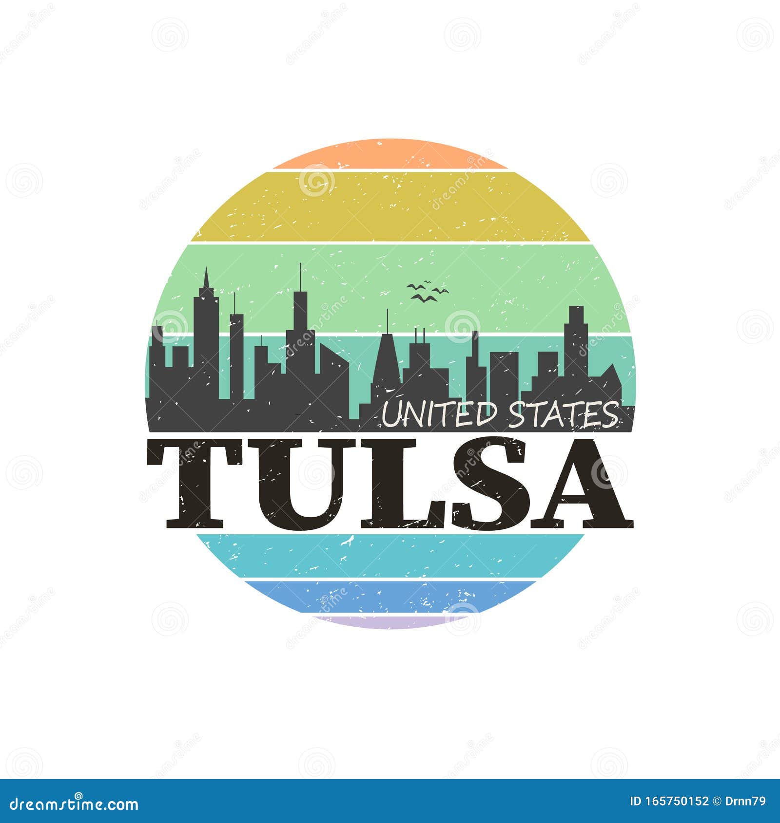 Abstract Skyline Tulsa, with Various Landmarks, Vector Illustration ...