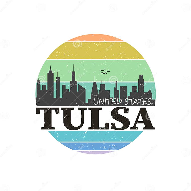 Abstract Skyline Tulsa, with Various Landmarks, Vector Illustration ...