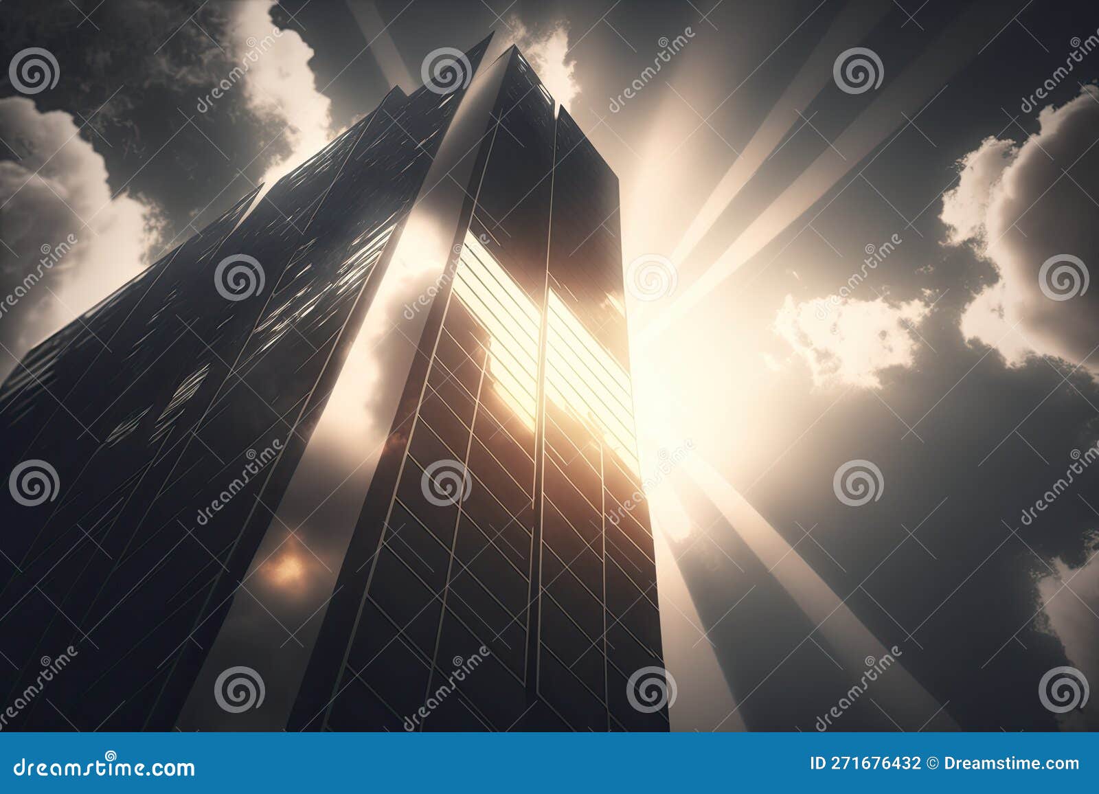 Abstract Fat Skyscraper Banner With Polygons On Orange Blue Gradient ...
