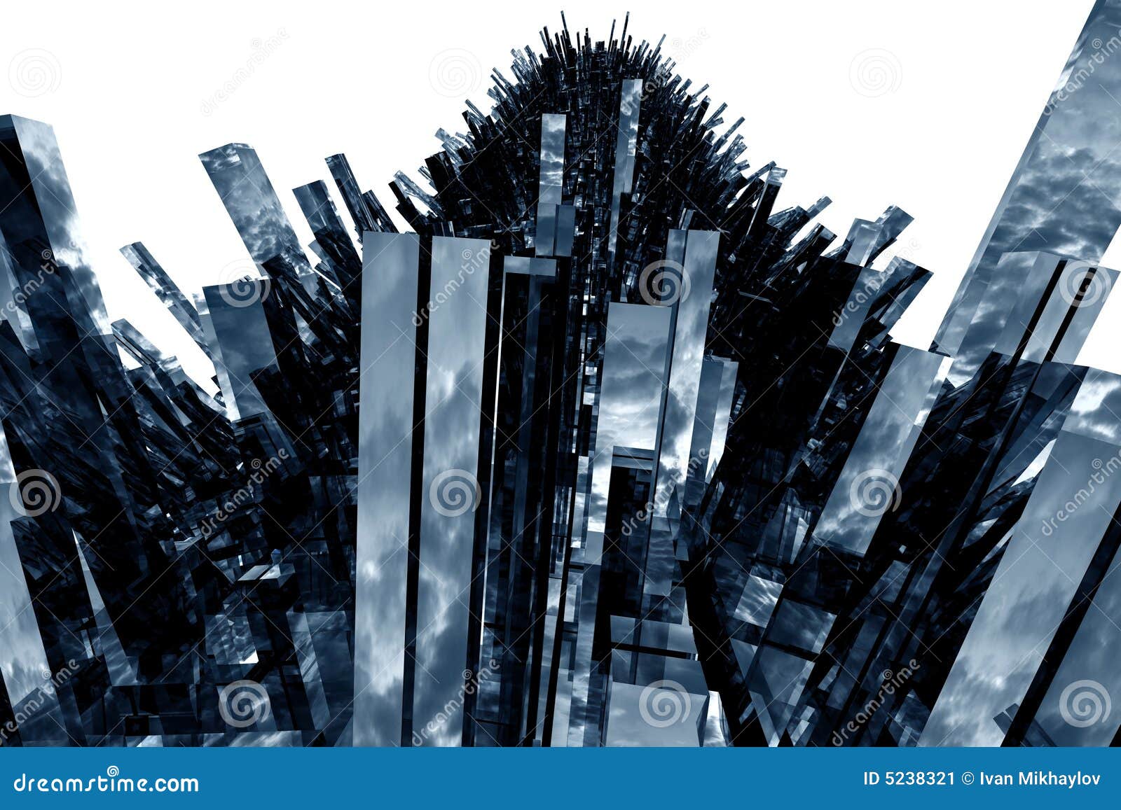 Abstract skyscrapers 3d stock illustration. Illustration of blue - 5238321