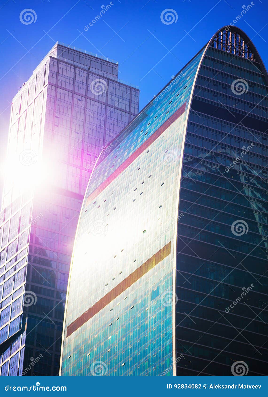 Abstract Skyscrapers with Sun Glare Stock Photo - Image of corporate ...