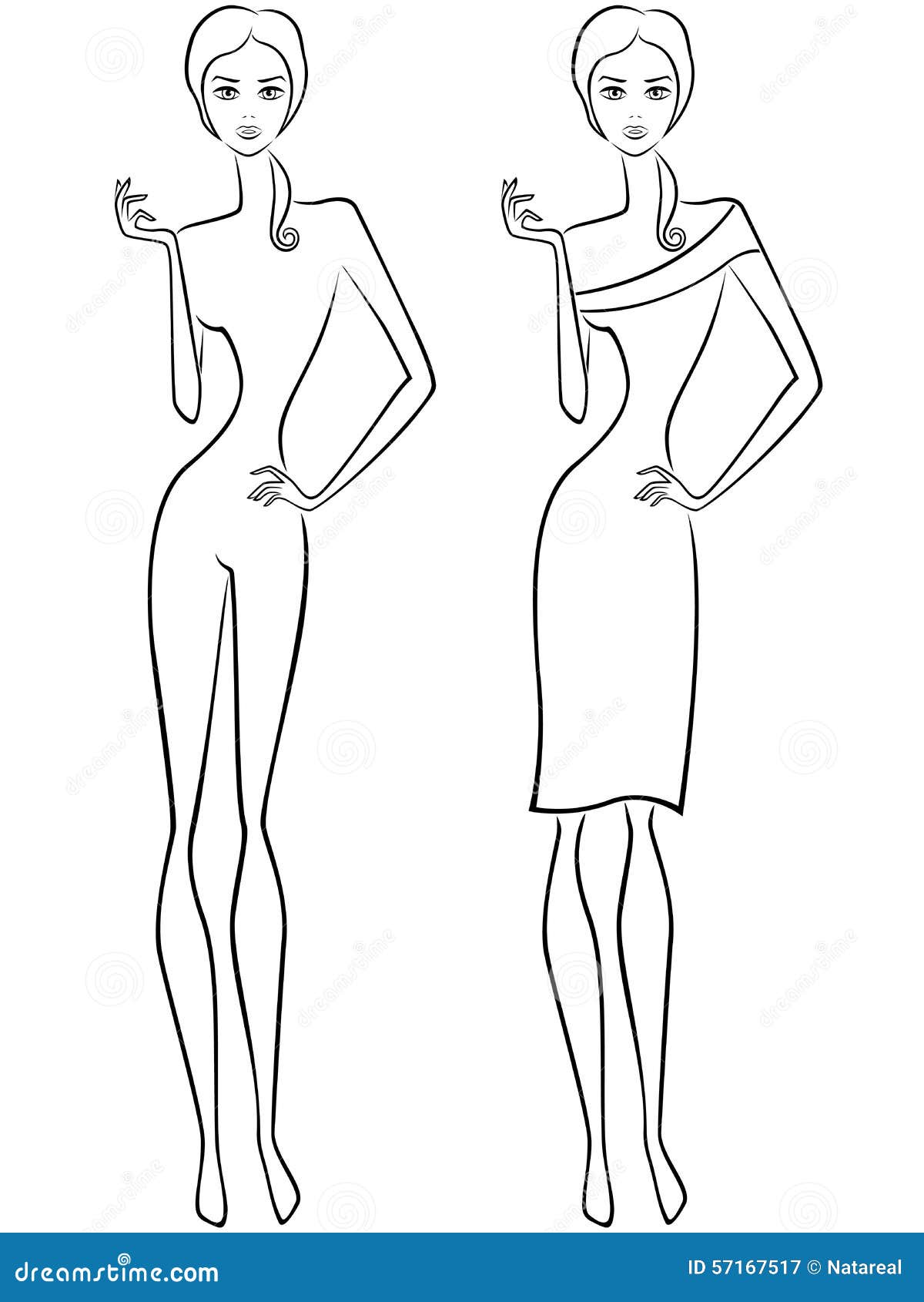 Abstract Slender Women Two Outlines Stock Vector - Illustration of ...