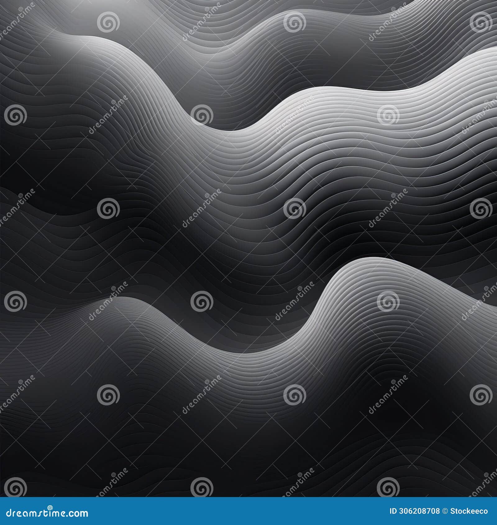 Abstract Slick Wave Graphic with Black and White Gradient Background ...