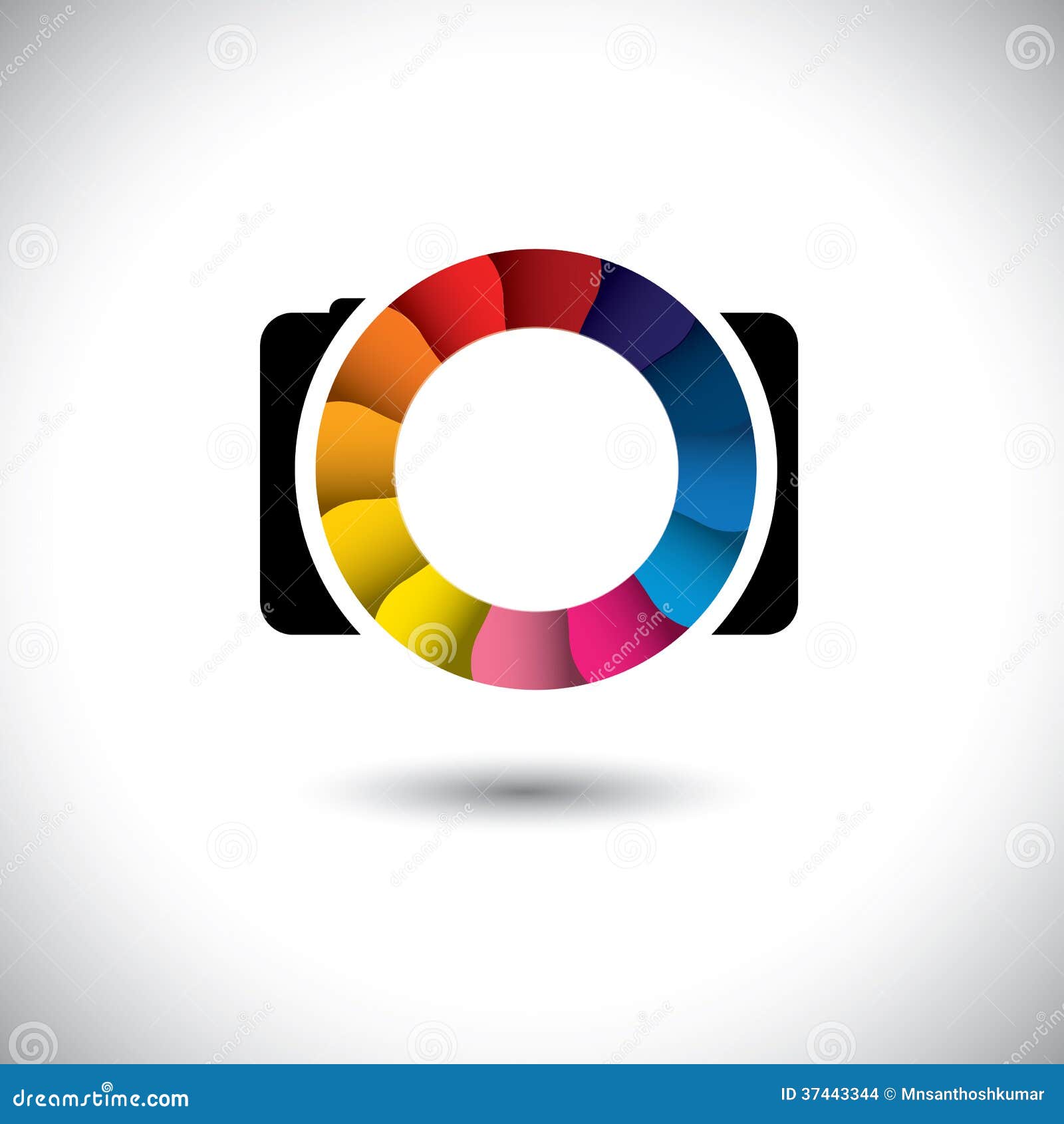 Abstract Slr Digital Camera With Colorful Shutter Vector Icon Stock