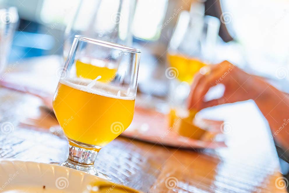 Abstract of Small Glass of Micro Brew Beers on Bar Stock Photo - Image ...