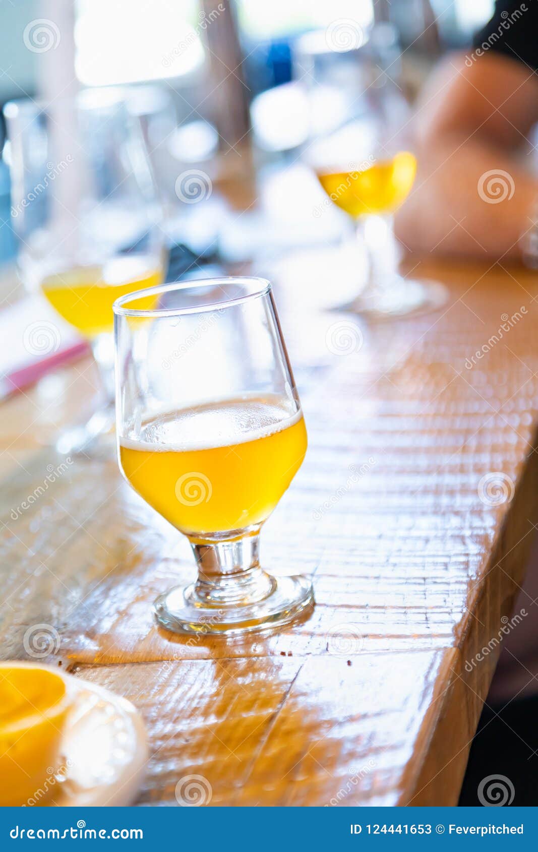 Abstract of Small Glass of Micro Brew Beers on Bar Stock Image - Image ...