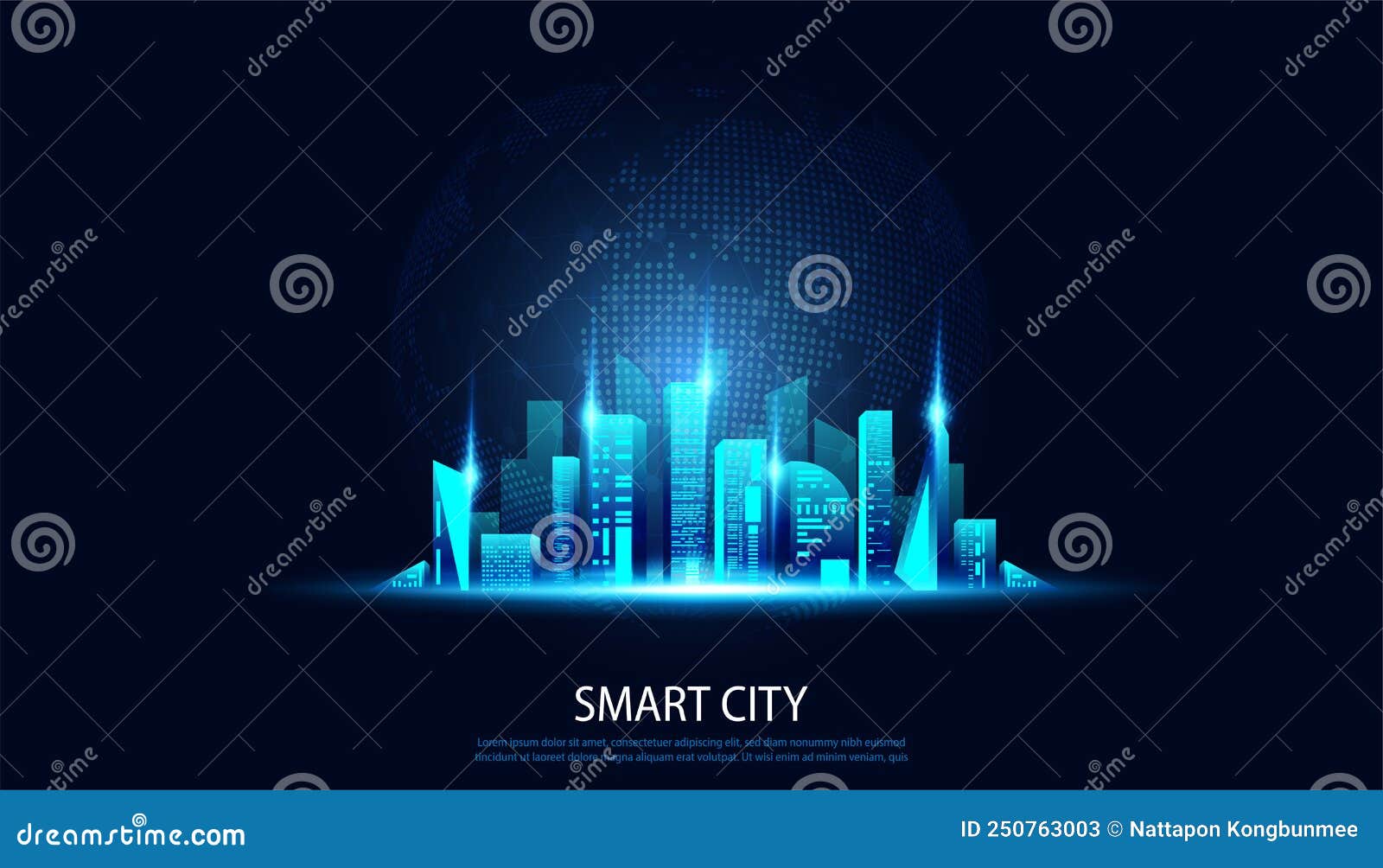 Abstract Smart City Building Modern Blue and Space on a Modern Stock ...