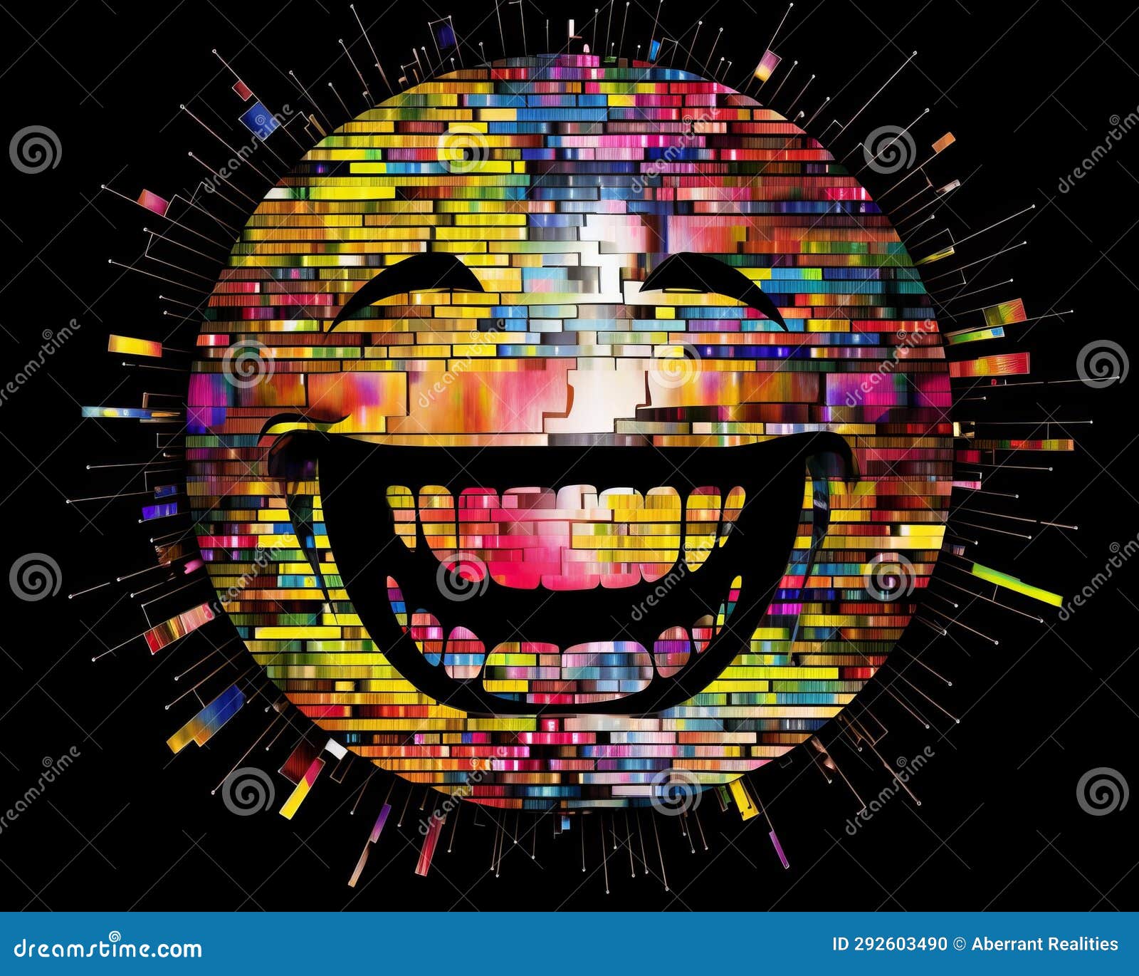 An Abstract Smiley Face Made Up of Colorful Pixels Stock Illustration ...