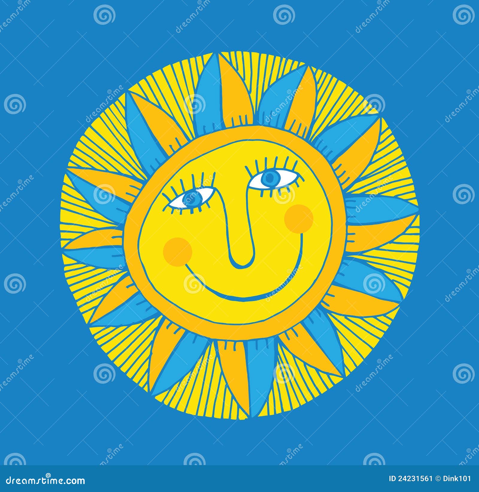 Abstract smiling sun stock vector. Illustration of drawing - 24231561