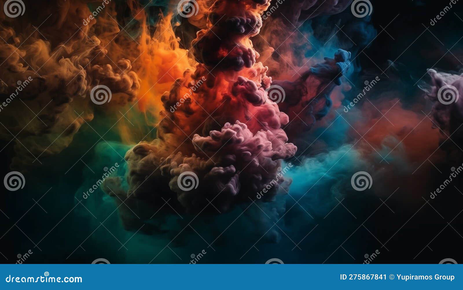 Abstract Smoke Exploding in Vibrant Colored Space Generated by AI Stock ...