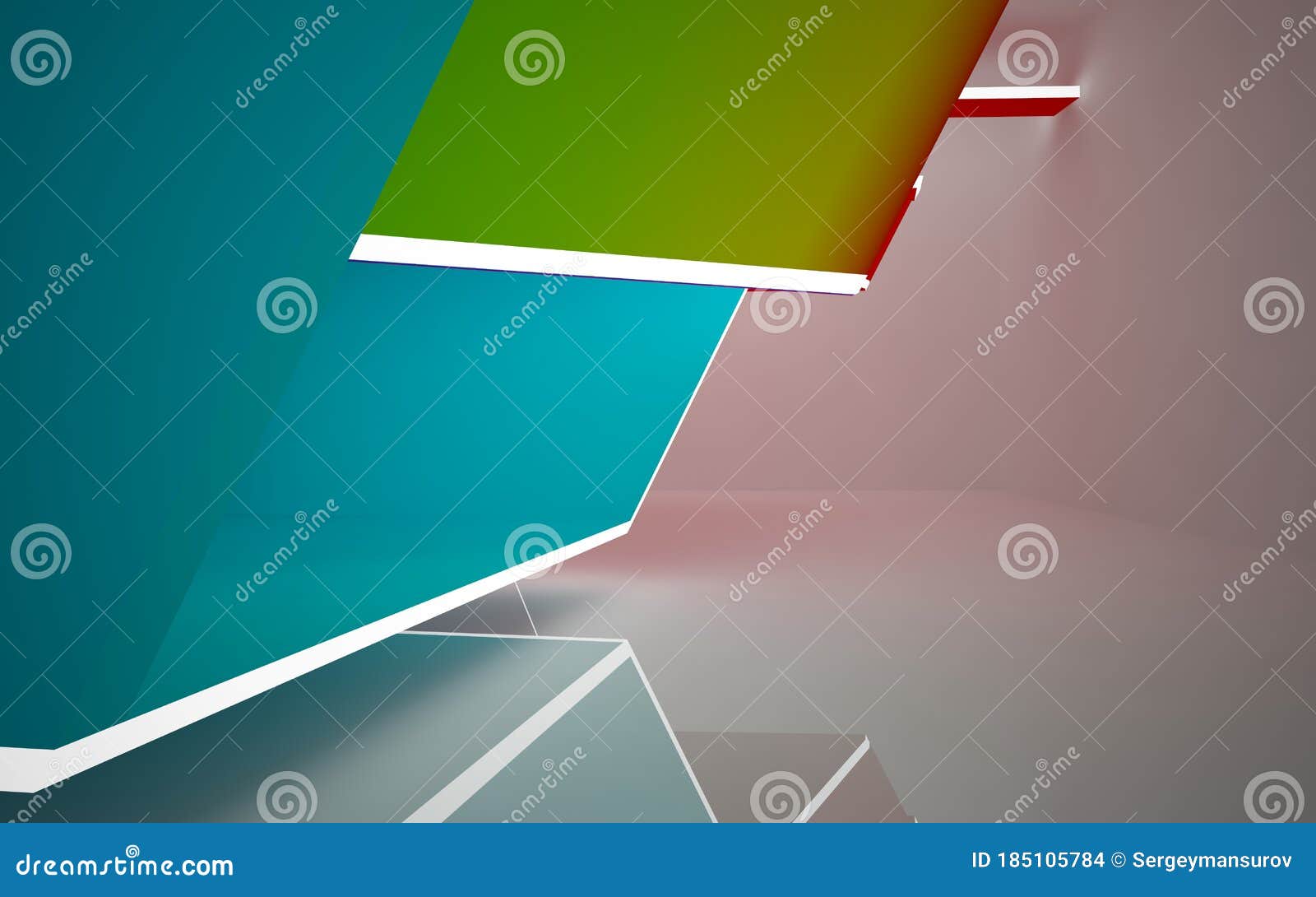 Abstract Smooth Architectural White Interior with Color Gradient of a ...