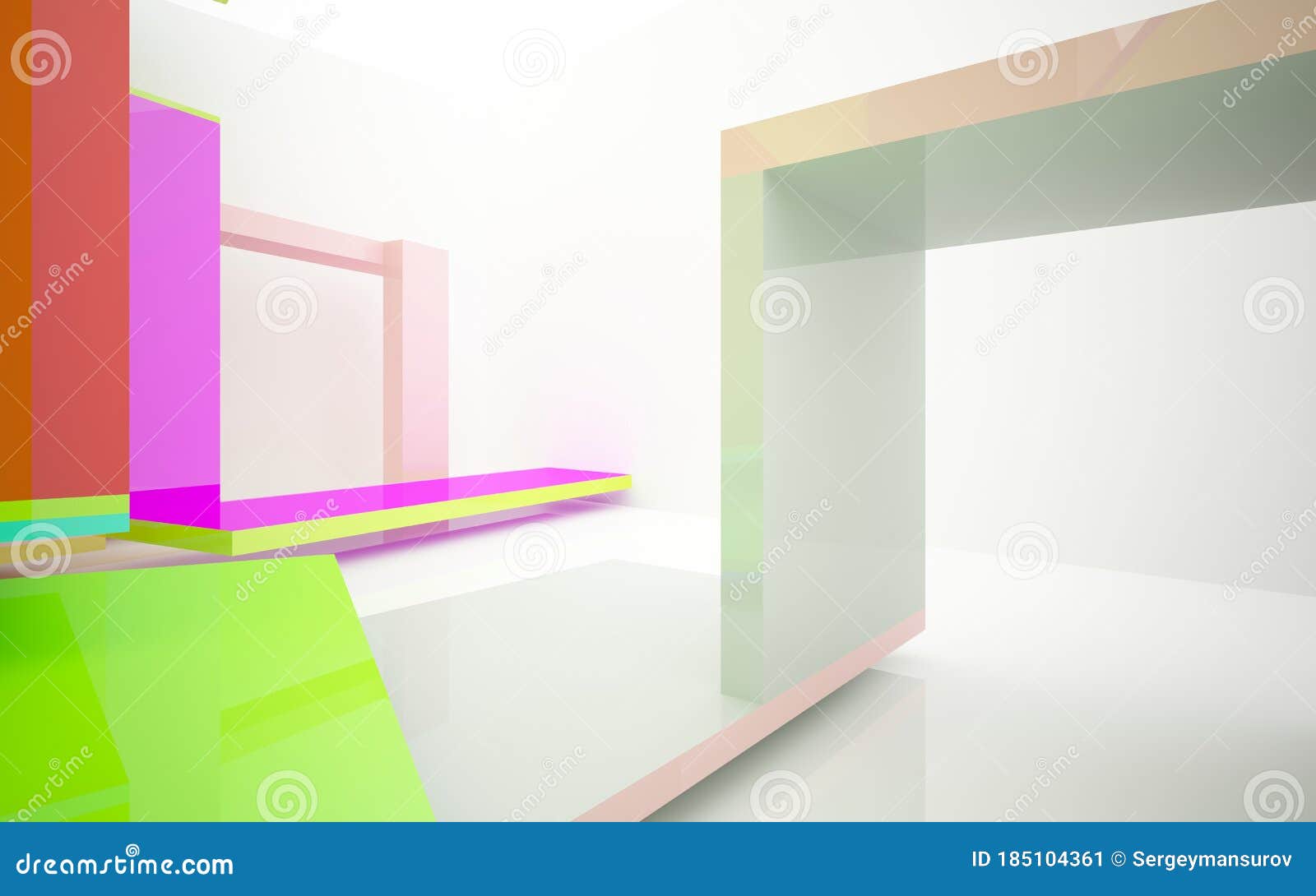 Abstract Smooth Architectural White Interior with Color Gradient of a ...