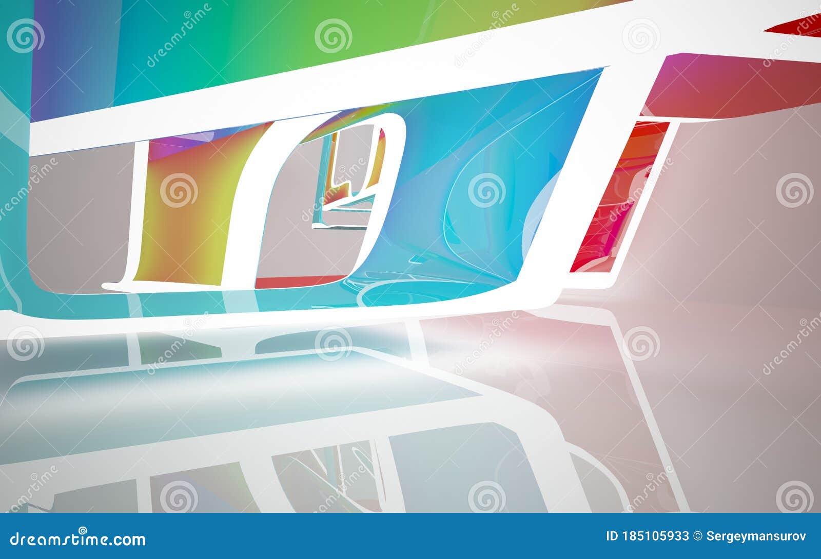 Abstract Smooth Architectural White Interior with Color Gradient of a ...
