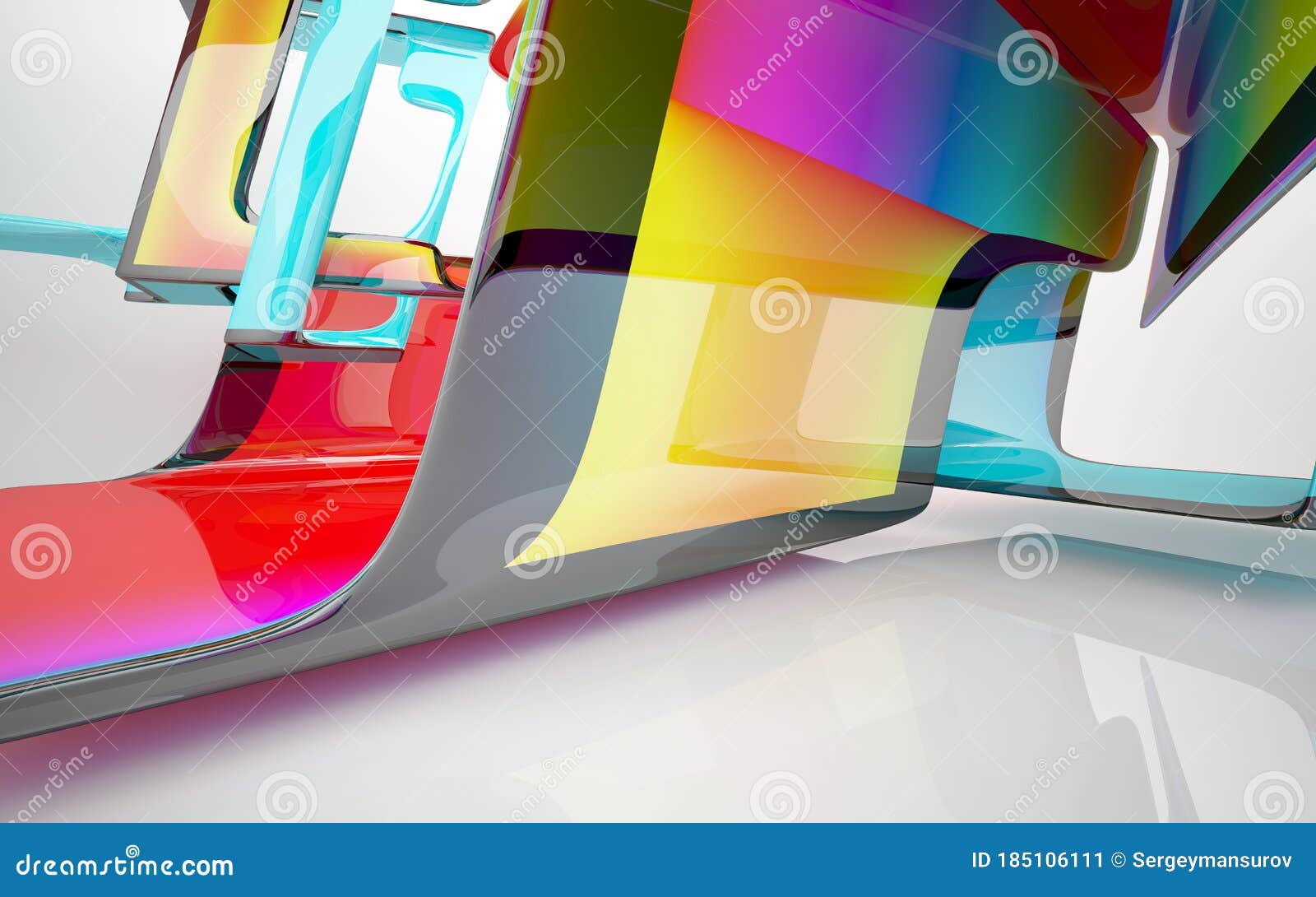 Abstract Smooth Architectural White Interior with Color Gradient of a ...